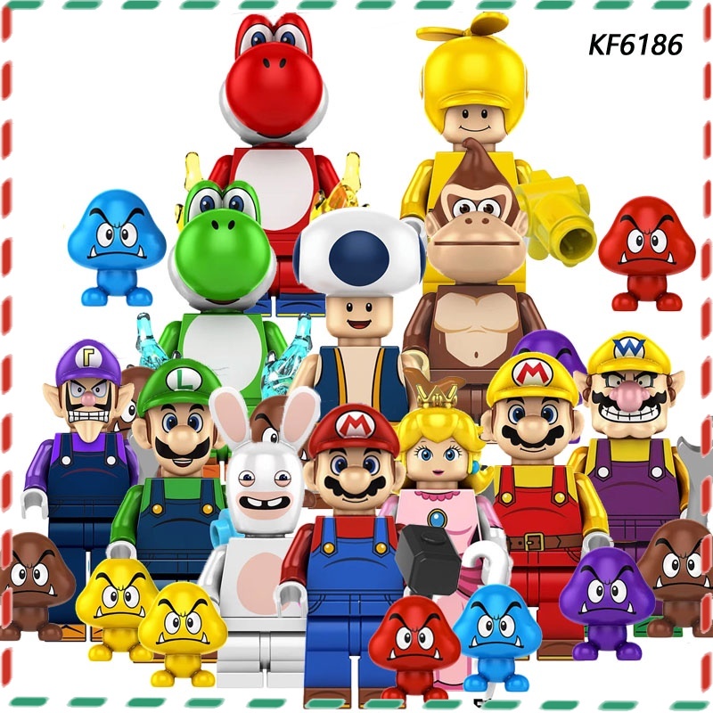 Building Block minifigures Mario Movie Yoshi the Dragon Luigi Peach ...
