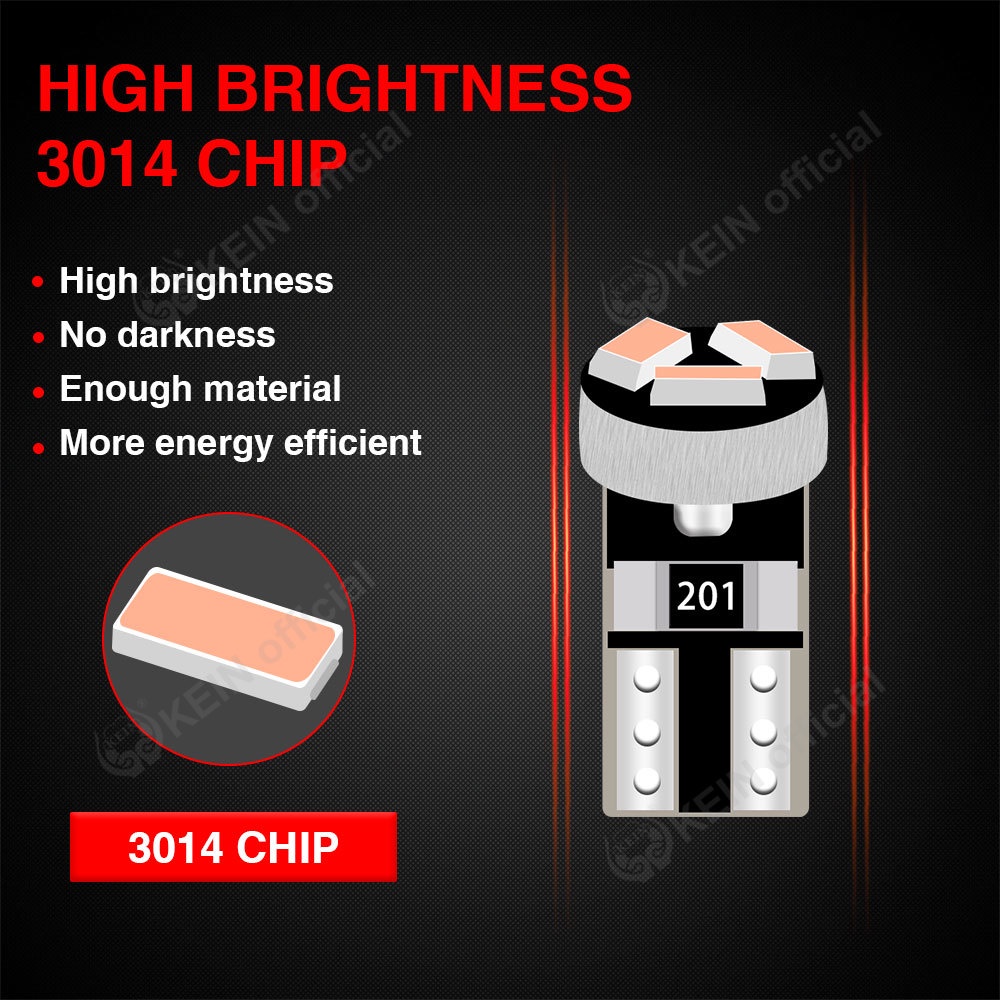 KEIN 10Pieces T5 Led Meter Bulb W3W 73 74 1210 3SMD 3014 509T Car Air ...