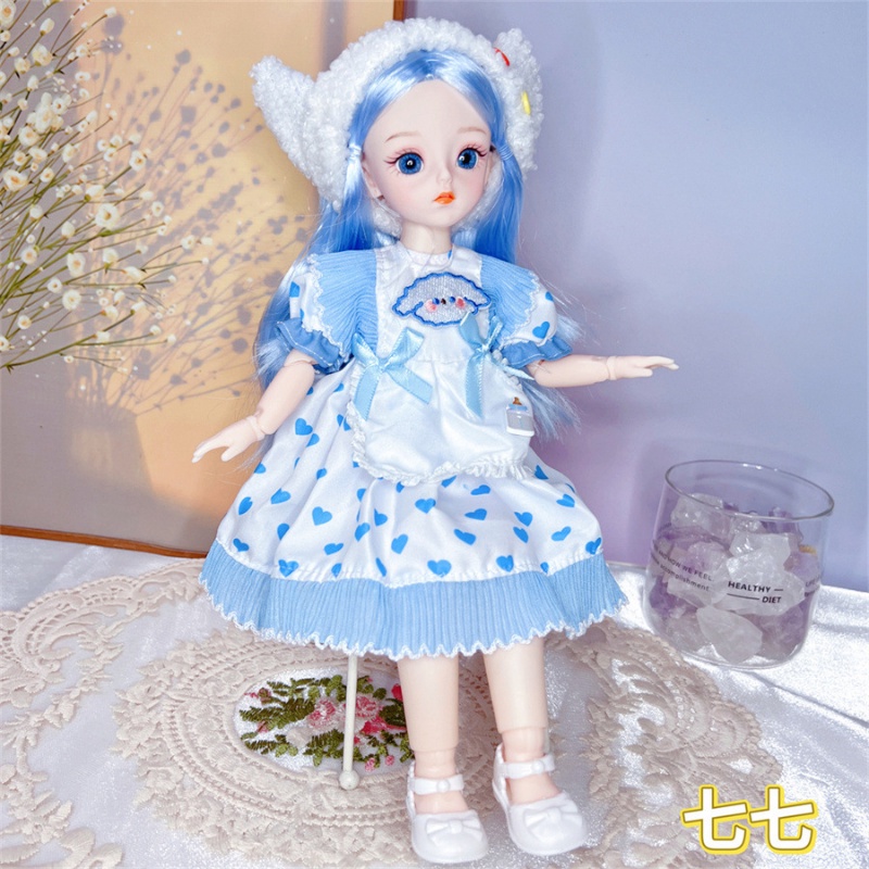 New 1/6 30cm BJD Fat Doll Girl Activity Joint Comic Face Set Girl Dress ...