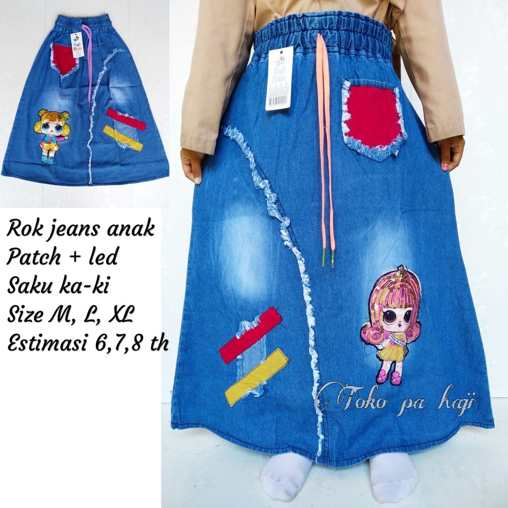 Lol children's jeans skirts led muslim skirts for girls | Shopee ...