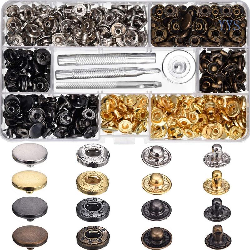 YYS 100 Sets 12 5mm 0 49Inches Fasteners Leather Snaps Button Kit ...