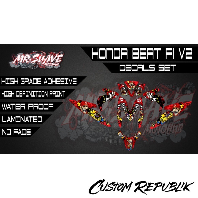 Honda Beat V2 FI Decals Set (Zombie Mario) | Shopee Philippines