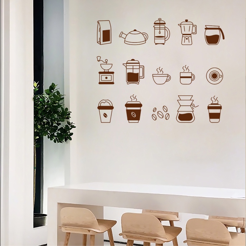 Coffee Bean Cup Vinyl Wall Sticker Cafe Shop House Western Restaurant ...