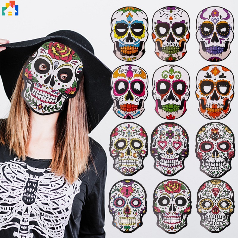 6Pcs Halloween Full Face Paper Masks Kits Costume Masks Scary Day of ...
