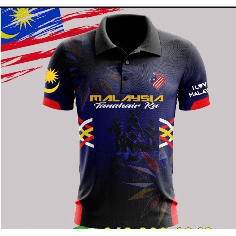 Sublimation printed microfiber eyelet jersey T shirt Merdeka 2 baju ...