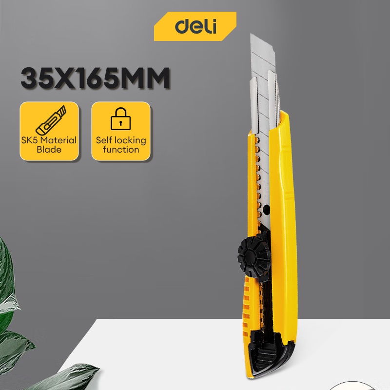 Deli Tool Utility Knife Paper Heavy Duty Cutter Cutting With Auto-Lock ...