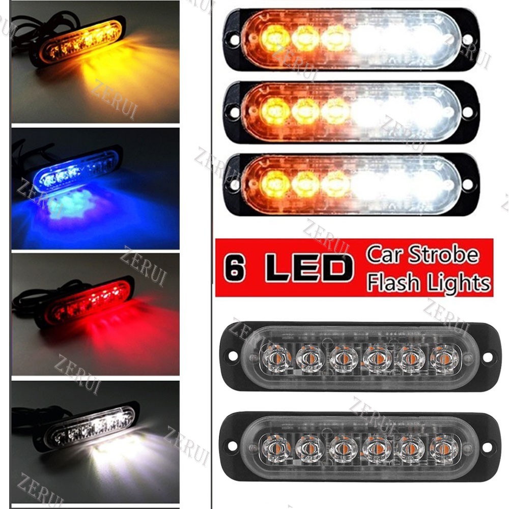 ZR For 6LED Strobe light warning light truck light 12-24V motorcycle ...
