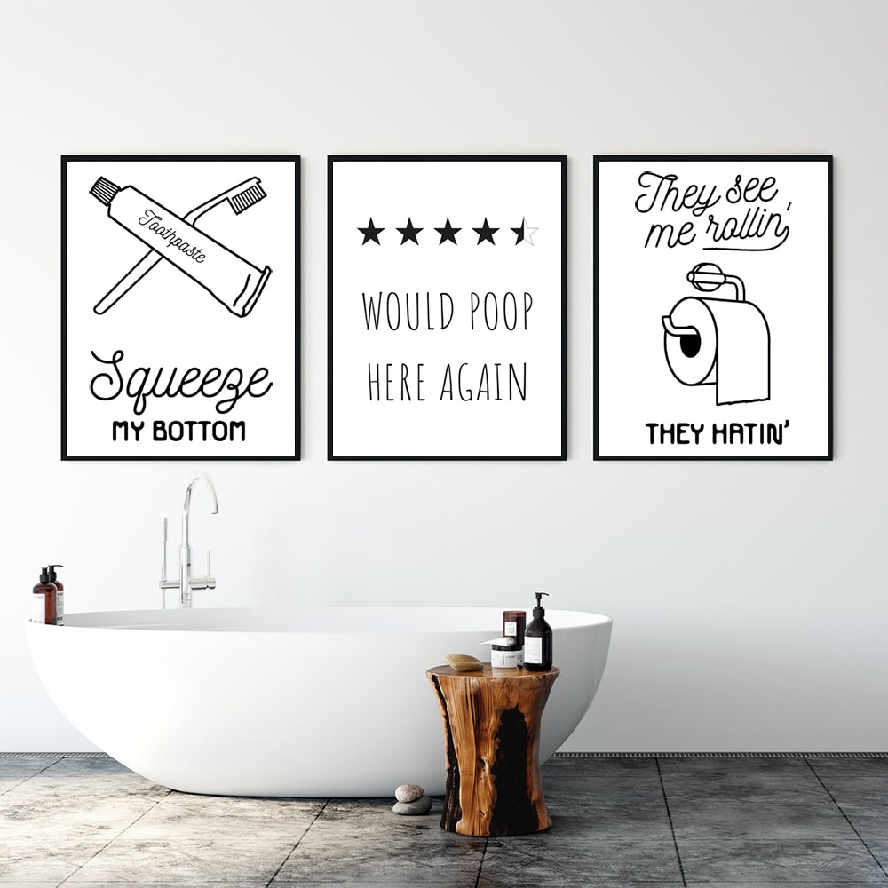 Funny Bathroom Quote Wall Art Print When Life Gives You Shit Flush It ...