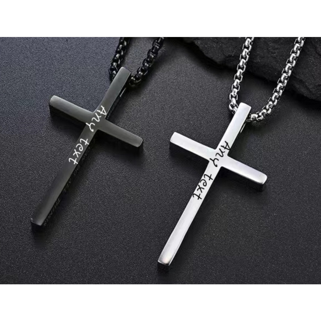 Personalized Stainless Steel Cross Engrave Custom Name Pendant Necklace ...
