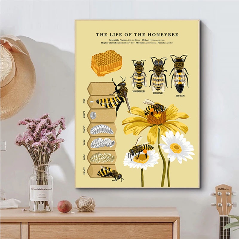 Antique Bees Canvas Painting Natural Biology Children Education Wall ...
