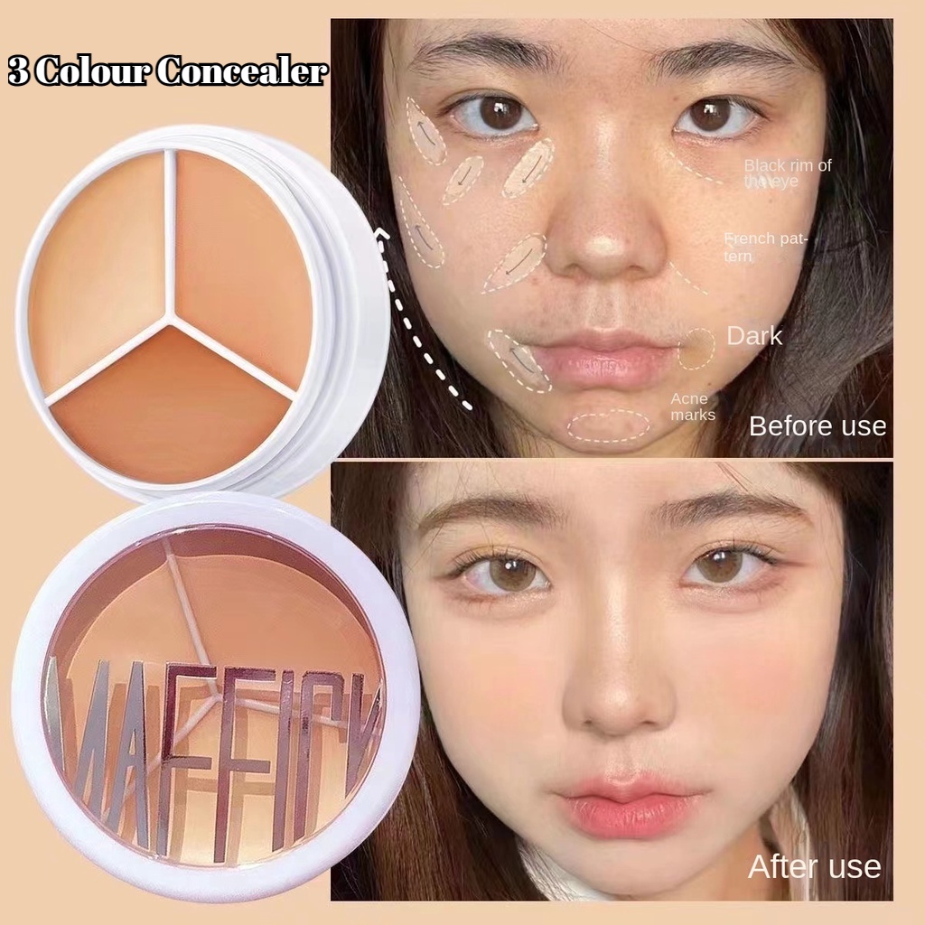 3 Colour Concealer Long Lasting Waterproof Makeup Setting Natural Long ...