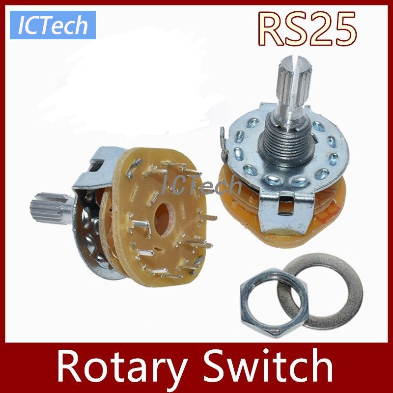 2Pcs RS25 2P4T 2P5T 2P6T 3P3T 3P4T Band Switch Mount Rotary Switch ...