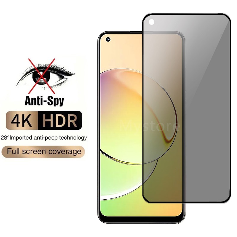 9H Full Privacy Tempered Glass For Realme P3 Note 60 50 14 14T GT7 13 13+ 12 12+ 11 11X 10 9 8 7 ...