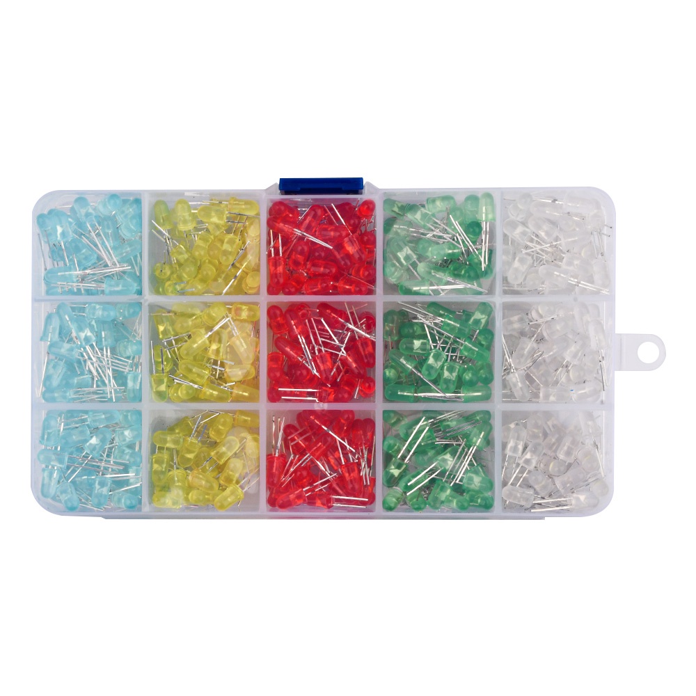 500 Pieces 5V 1A 5mm Round LED Light Emitting Diodes 5 colors Assorted ...