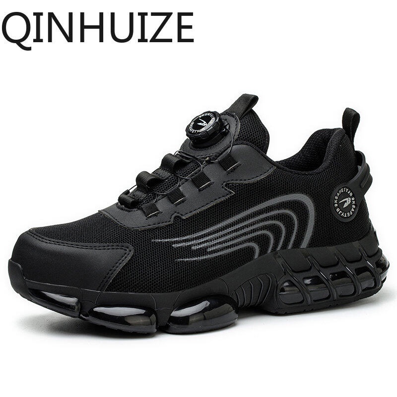 QINHUIZE 2023 New Rotary Buckle Safety Shoes Men's Steel Toe Work Shoes ...