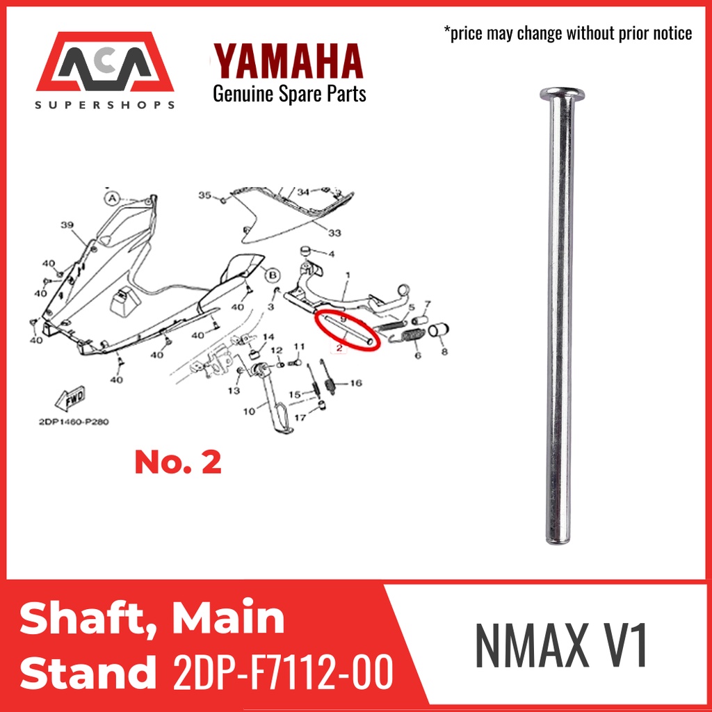 NMAX v1 Axle/Shaft Main Stand/Center Stand (2DP-F7112-00)(YAMAHA GENUINE PARTS) | Shopee Philippines