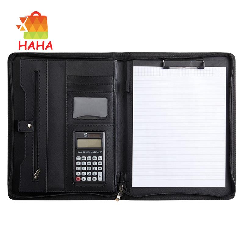 Leather Portfolio Professional Business Padfolio with Zipper Interview ...