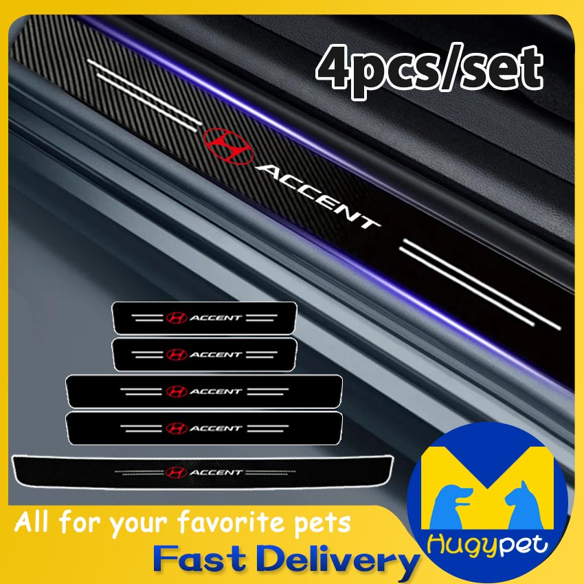 4pcs Hyundai Accent Carbon Fiber Car Door Sill Protector Threshold ...