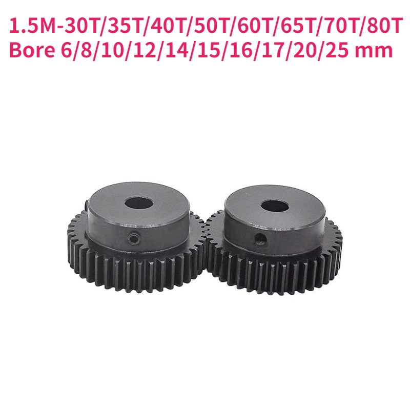 1pcs Spur Gear 1.5 Module-30T/35T/40T/50T/60T/65T/70T/80 Teeth Bore Size 6/8/10/12/14/15/16/17 ...