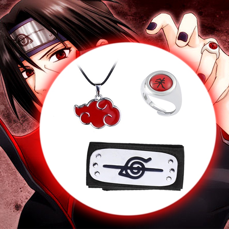 Anime Naruto Akatsuki Rings Necklace Headband Itachi Obito Ninja ...