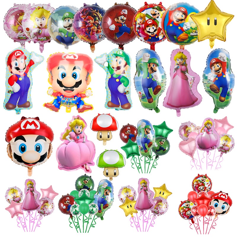 Super Mario Luigi Princess Peach Game Foil Balloons Set Kids Birthday ...