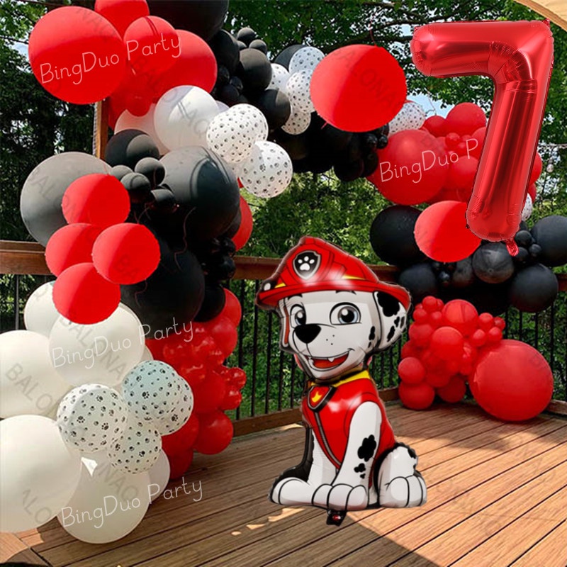 72pcs Set Paw Patrol Theme Marshall Balloons Set 32inch Red Number Red ...