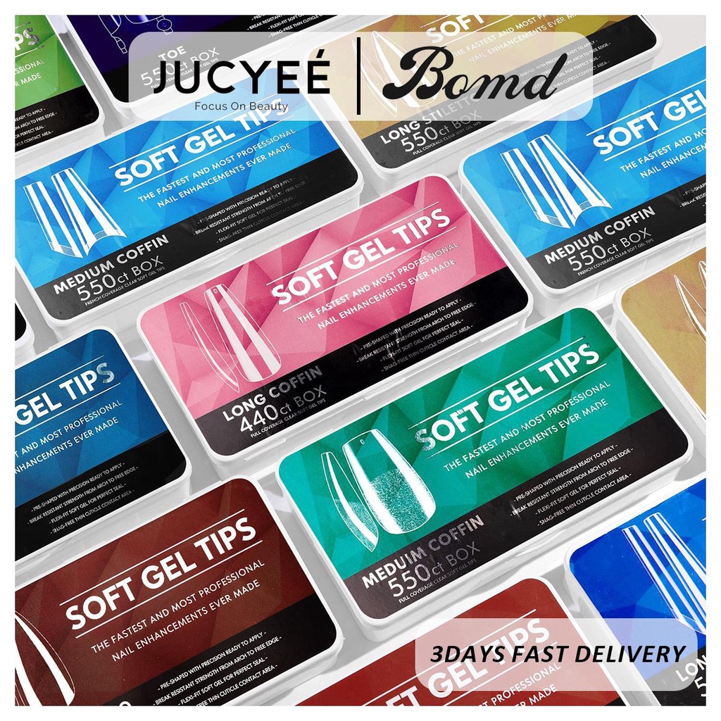 BOMD 550Pcs Matte False Nail Extension Tips Frosted Fake Coffin Almond ...