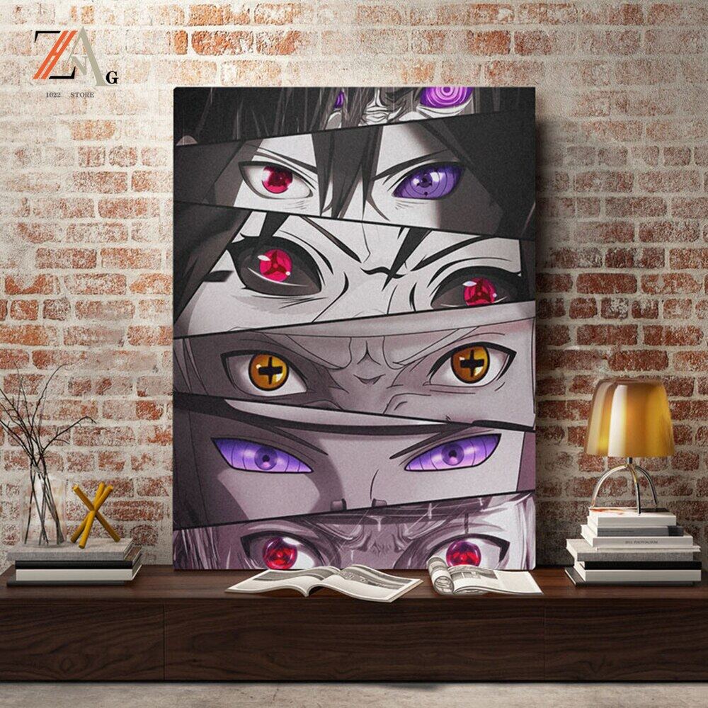 Anime Narutosasuke Ey Sharingan Rinnegan Poster Framed Wooden Canvas ...