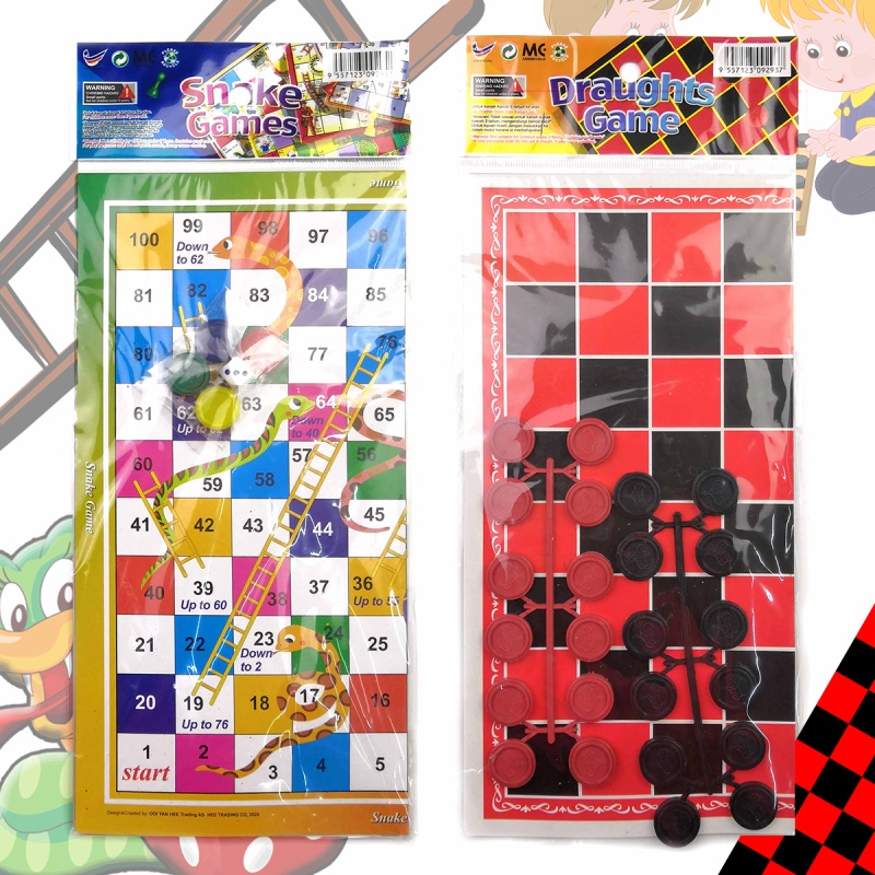 Kids Classic Board Game - Snake and Ladder, Draughts Checkers Family ...