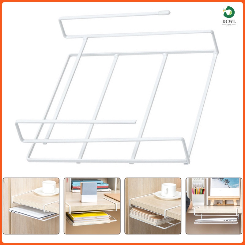 dacwanl Laptop Desk Stand Under Storage Rack Table Computer Wired Shelf ...