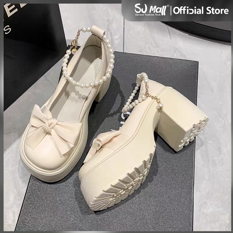 Korean High ankle boots for Women - maryjane leather - black Comfort ...