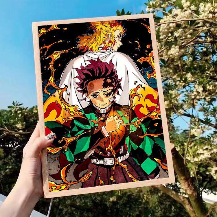 Anime Demon Slayer LED Light Painting Night Light Framework Bedroom ...