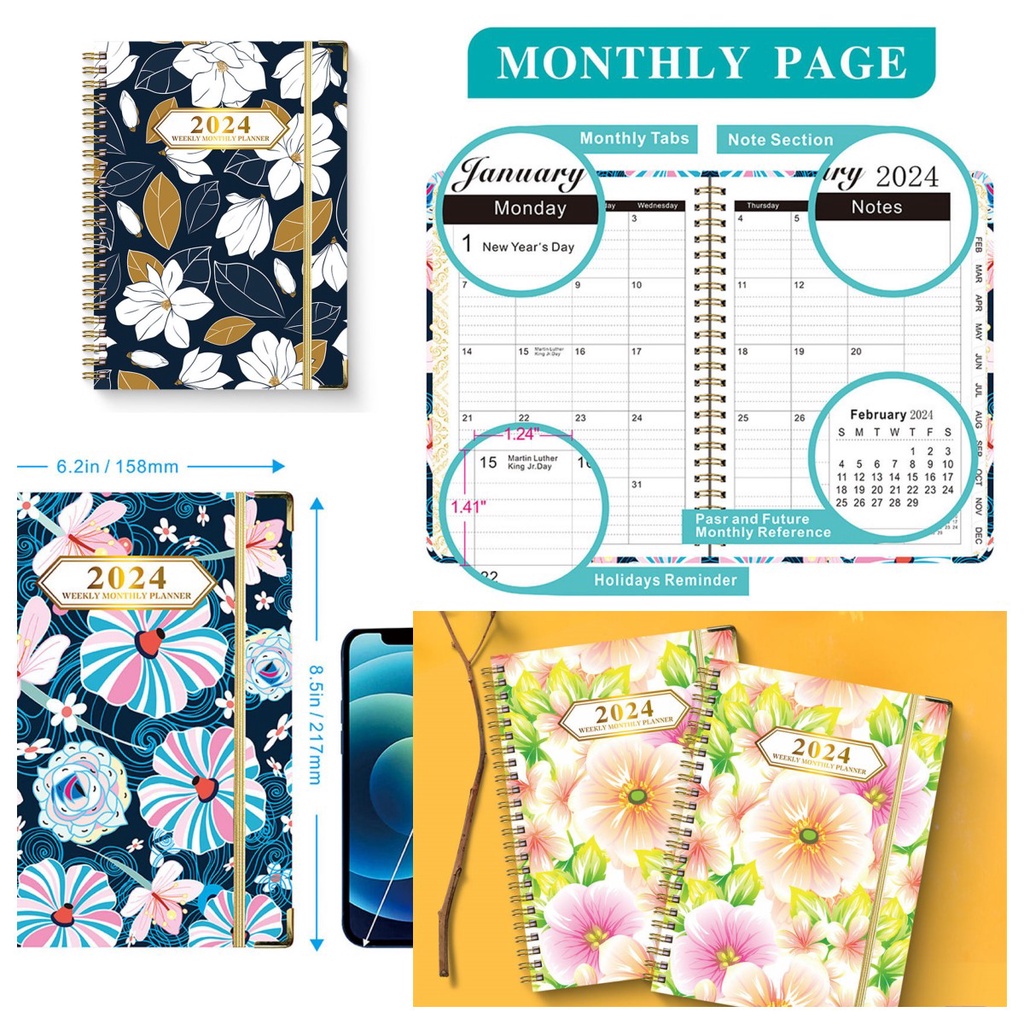 2024 English Agenda Notebook A5 Planner With Dividers Planning Notebook ...