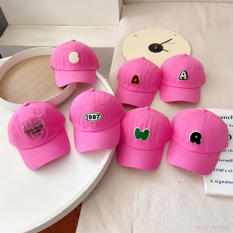 Girls Pink Baseball Cap Kids Girl Dopamine Style Letter Embroidery ...