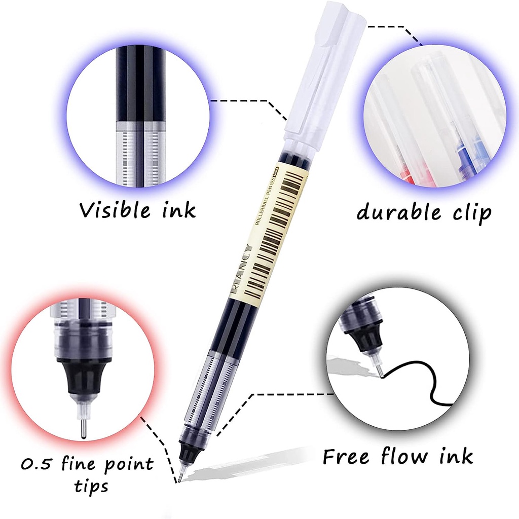 Straight Liquid Ballpoint Pen, Plastic Full Needle Tube, Large Capacity ...