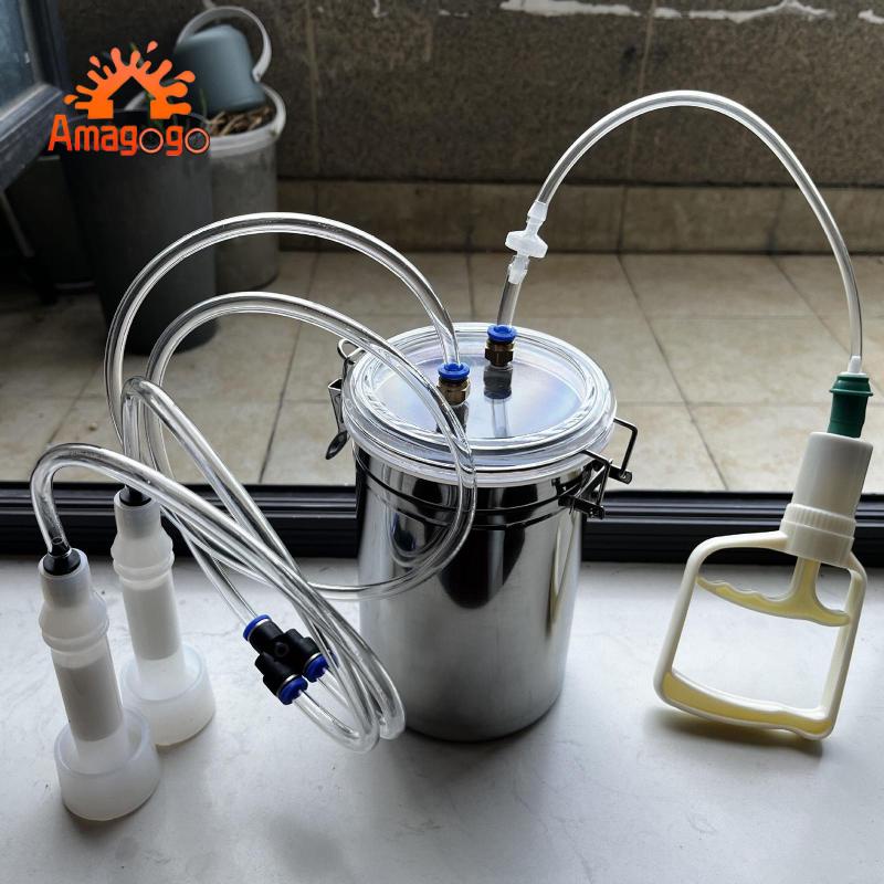 Amagogo Cow Hand Vacuum Pump, Manual Milking Machine Stainless Steel ...
