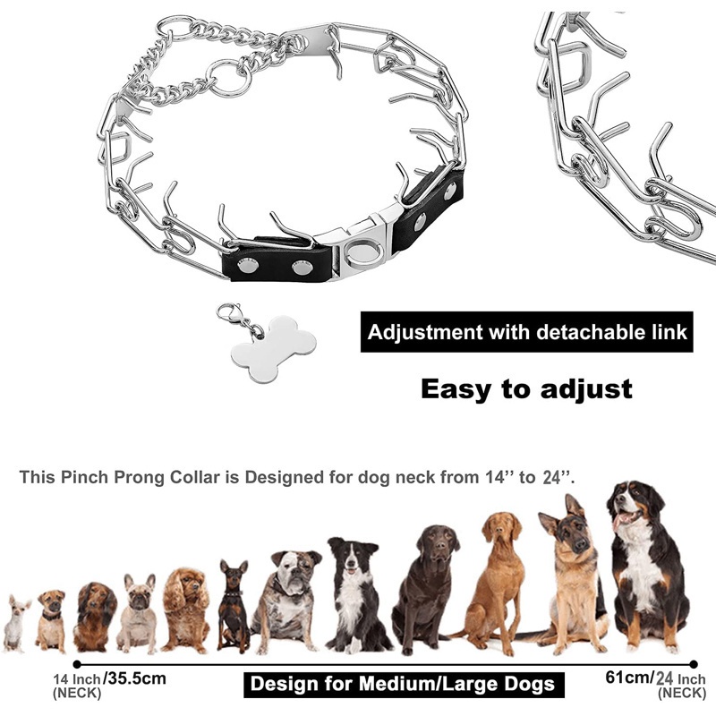 Benepaw Prong Collar Dog Adjustable Stainless Steel Choke Pinch Pet ...