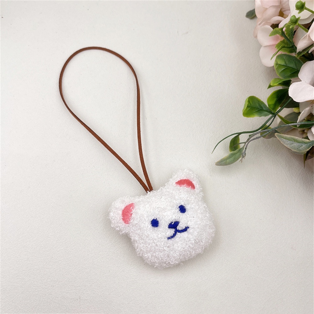 Cute Plush Little Bear Head Keychain Kawaii Name Tag Pompom Cartoon ...