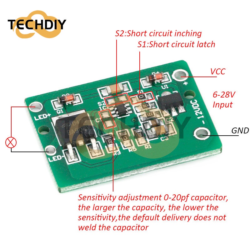 12v Capacitive Touch Switch Sensor Module Push Button Touching Key Module Jog Latch With Relay