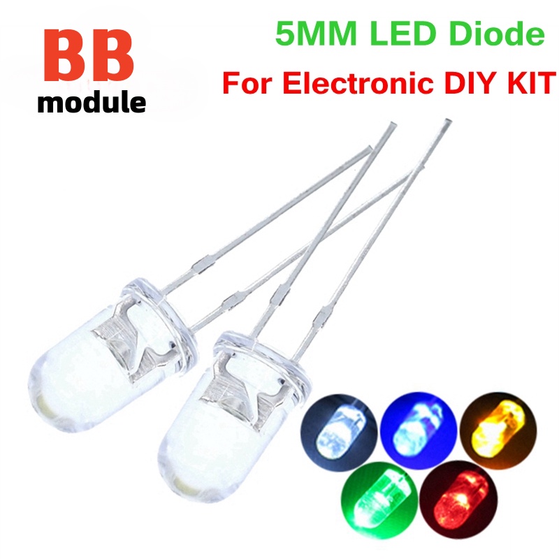 100pcs /lot Transparent Round 5mm super bright water clear Green Red ...