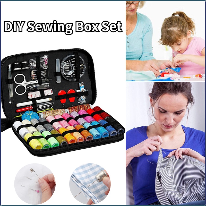 【COD】DIY Sewing Box Set Portable Travel Sewing Box Needles Tools ...