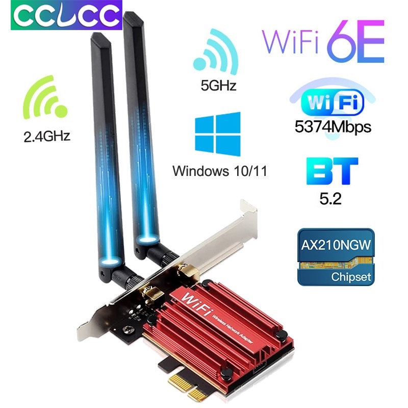 CCLCC WiFi 6E Intel AX210 Bluetooth 5.3 Tri Band 2.4G/5G/6Ghz AX210NGW ...