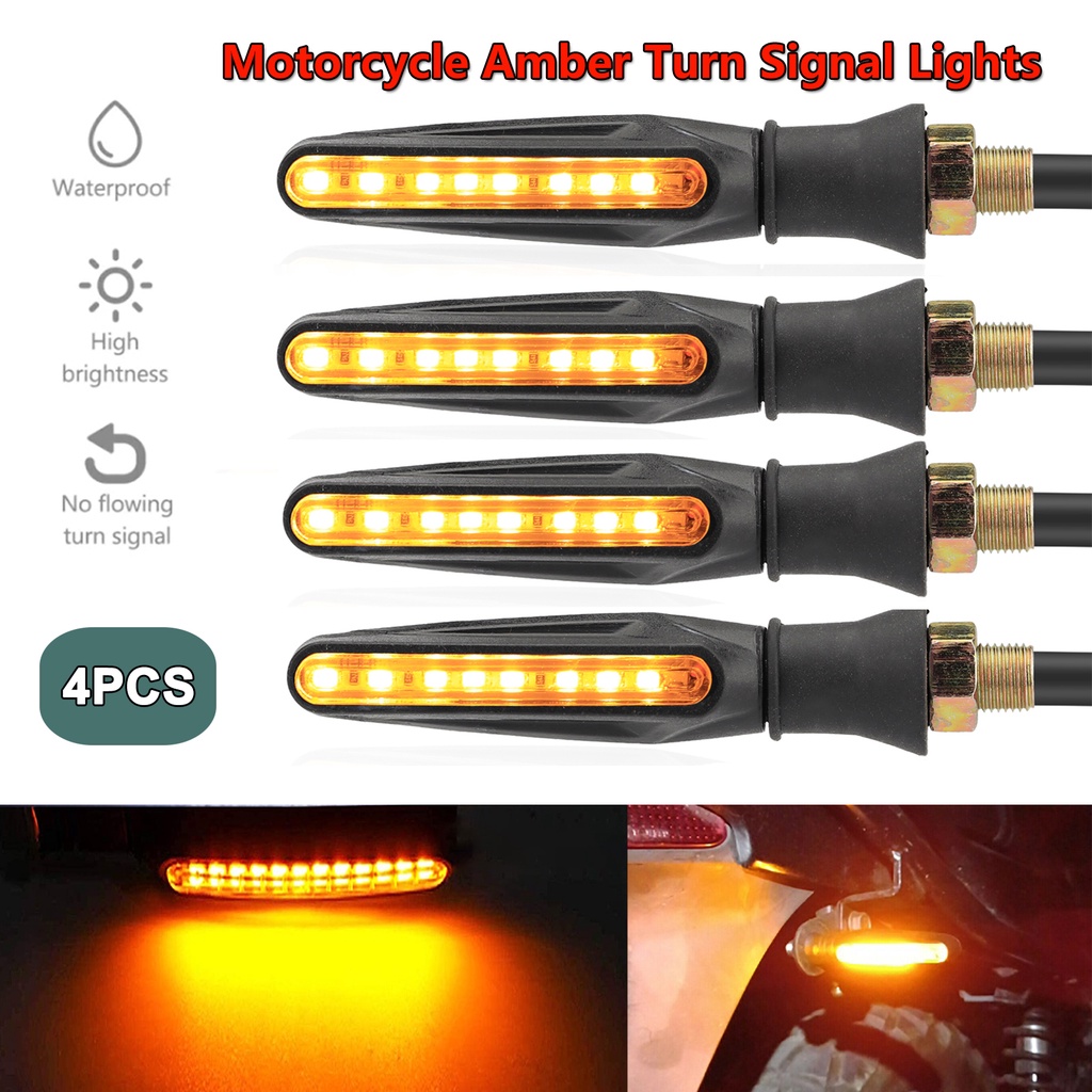 4pcs Motorcycle Flasher Turn Signal Lights Bendable Motorbike Indicator ...