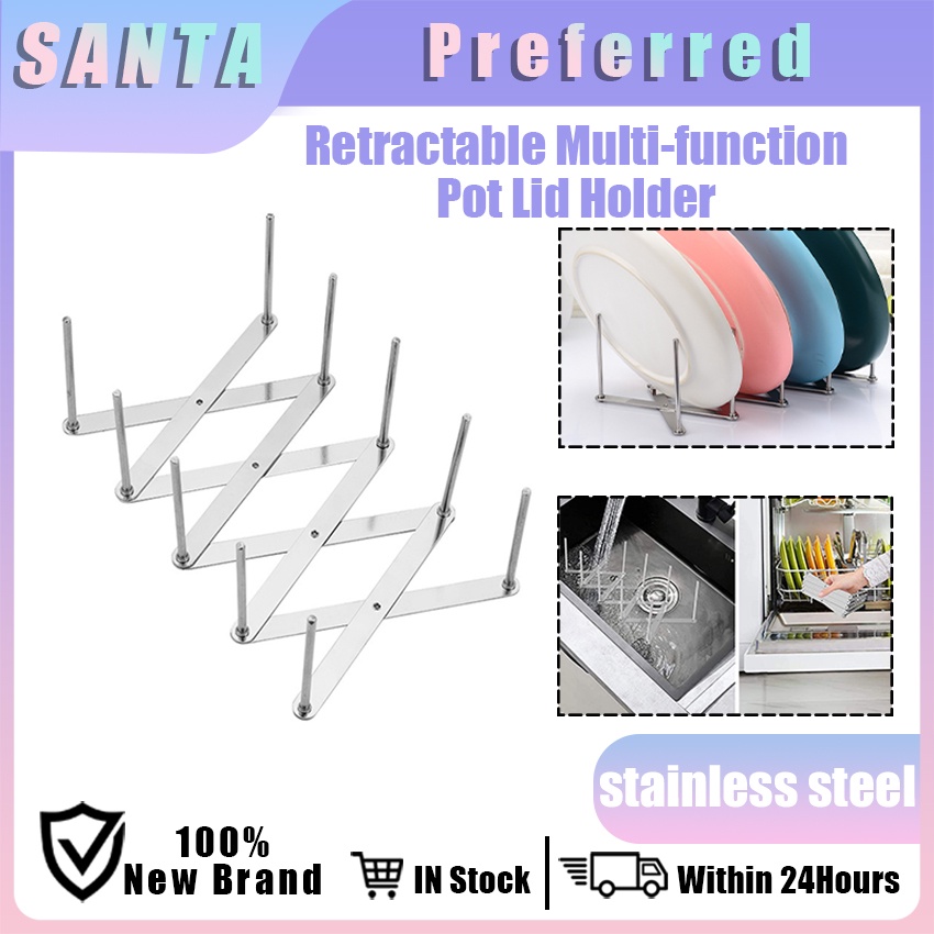 Stainless Steel Retractable Plate Holder Multipurpose Pan Rack Kitchen ...