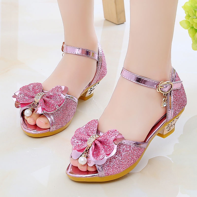 Girls High Heel Sandals size 26-36, High Heel Princess Sandals with Glitter, Dance Shoes ...