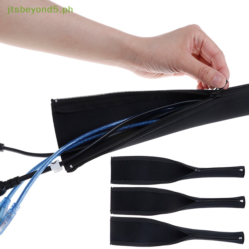 # JTPH # 1Pc Neoprene cable management sleeve zipper wrap wire hider ...