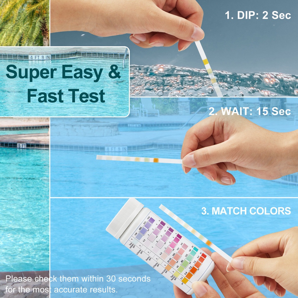 INKBIRD 100Pcs 7 In1 Water Test Strips Water Quality Test Kit Meter ...