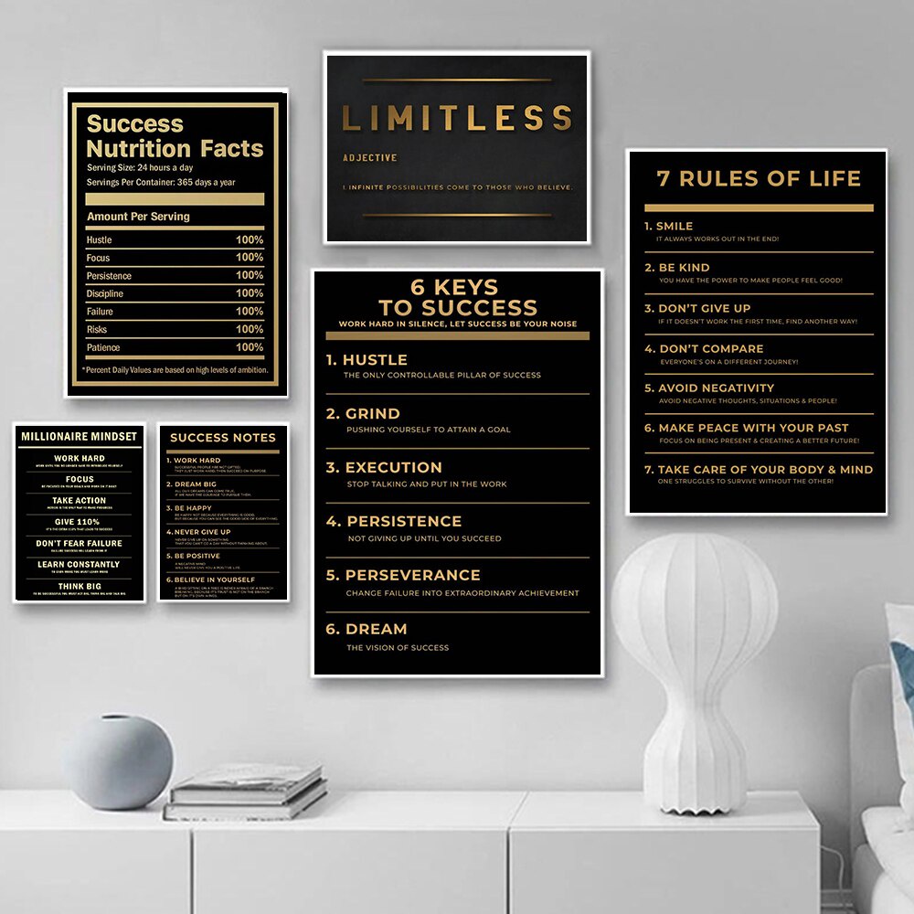 Inspirational Success List Posters Limitless Print Canvas Painting Wall ...