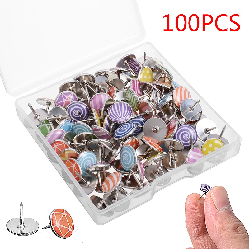 100pcs Round Decorative Push Pins Office Drawing Board Map Thumb Tacks ...