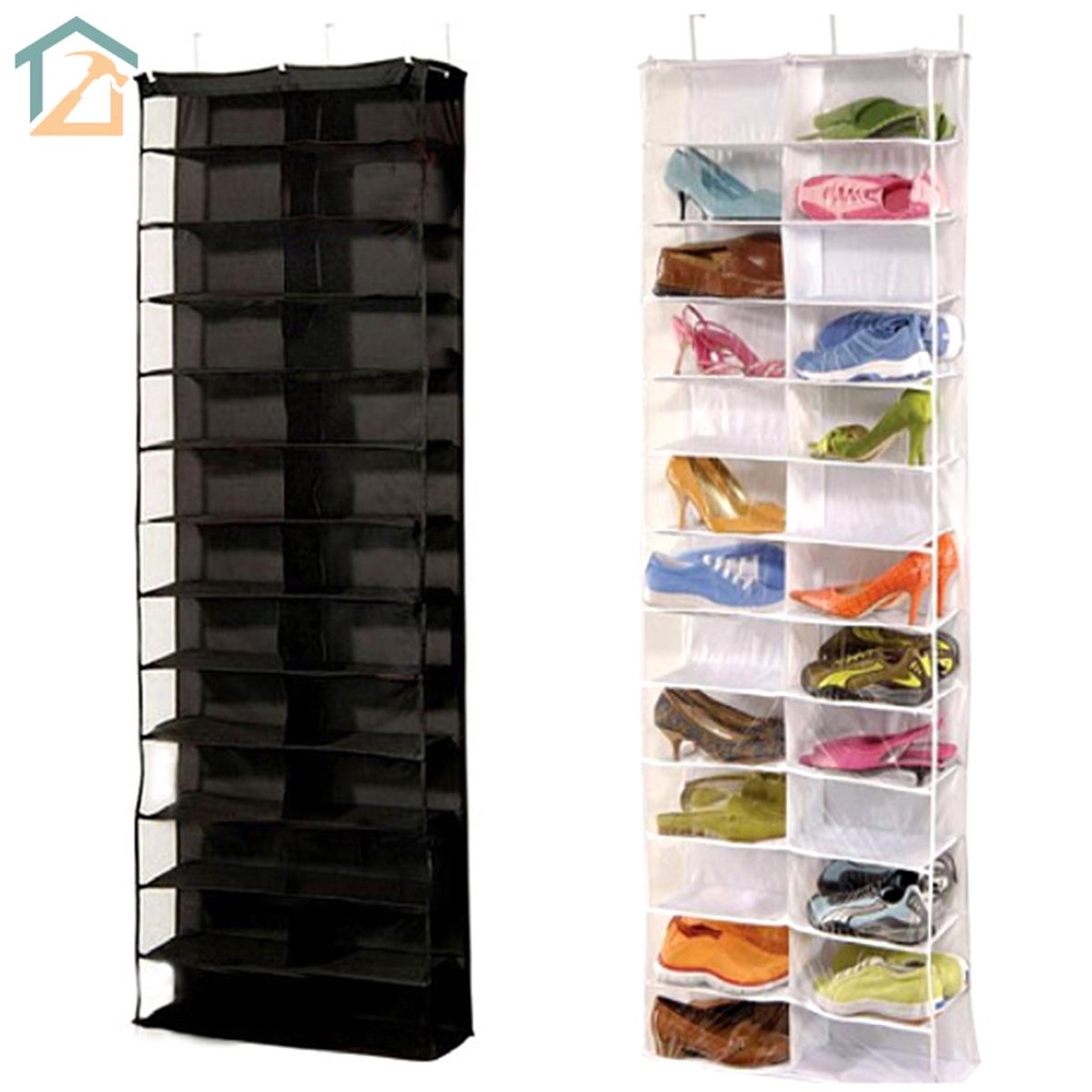 26 Section Over the Door Shoe Shelves Large Hanging Shoe Organizer with ...